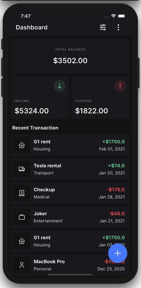 A Simple Expense Tracker App Built To Demonstrate The Use Of SwiftUI