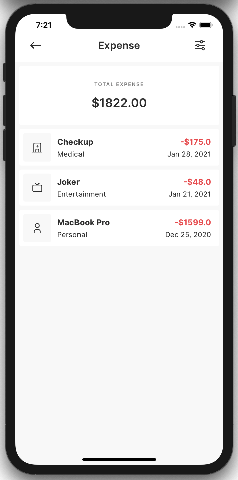 A Simple Expense Tracker App Built To Demonstrate The Use Of SwiftUI