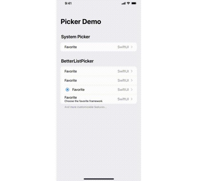 A SwiftUI List Picker to replace system Picker in List