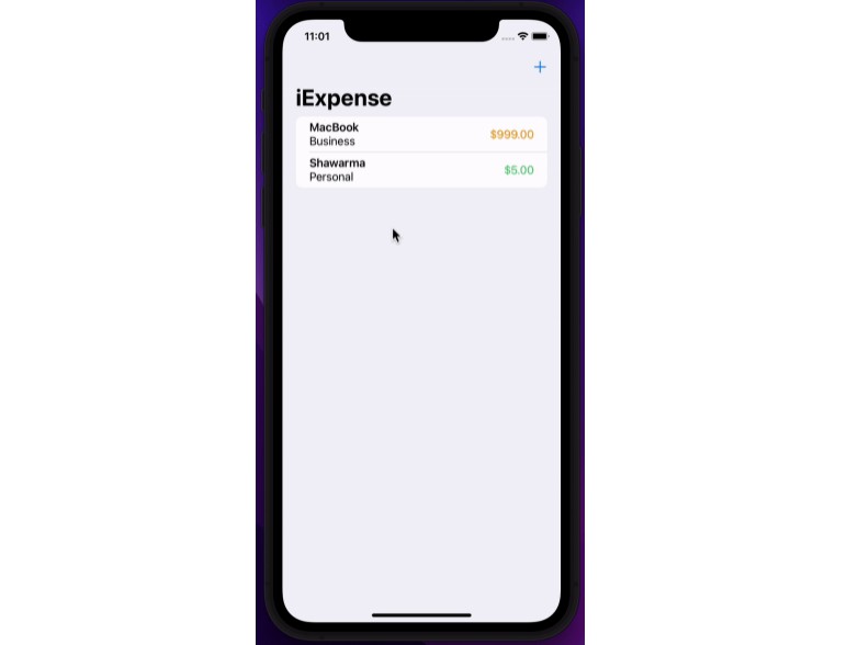 Alows user to enter expenses in differend views, save it to UserDefaults
