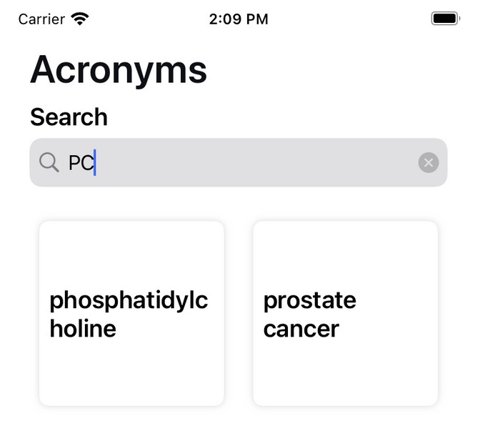 An application to find the meaning of acronyms