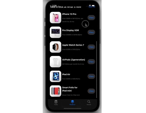 Apple products application using SwiftUI