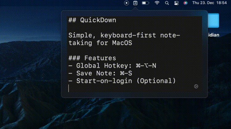 Simple, keyboard-first, markdown note-taking for MacOS
