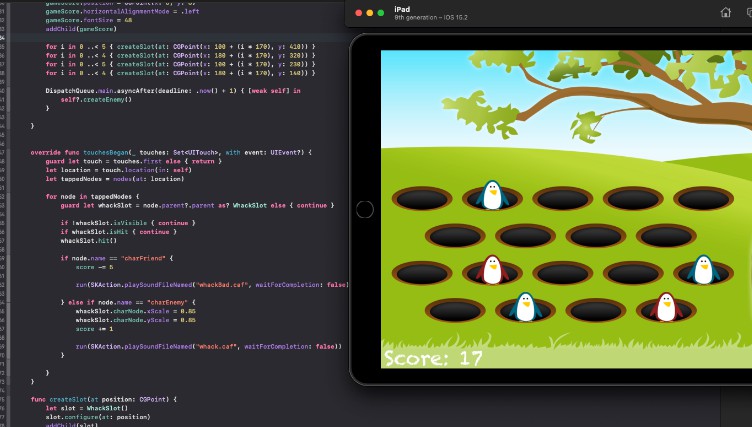 Sprite game to whack pinguins