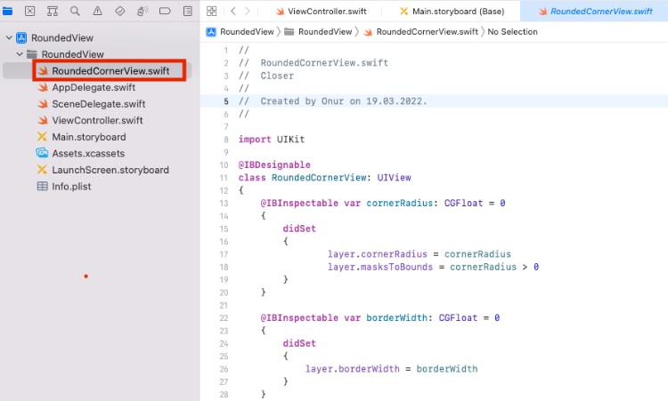 A Simple Example For UIView With Rounded Corners