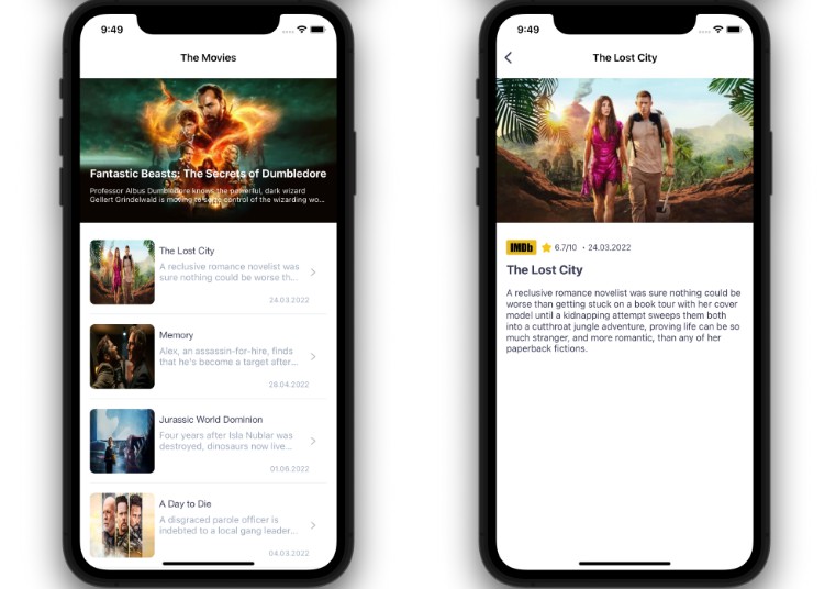 The application get TheMovieDB data