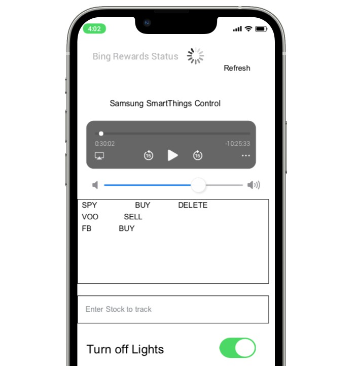 iOS App to control personal endeavours (Bing Obtainer, Stocks...etc)