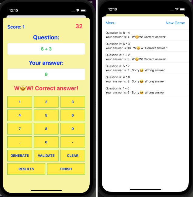 Math quiz: enter the answer to mathematical expression within 40 sec