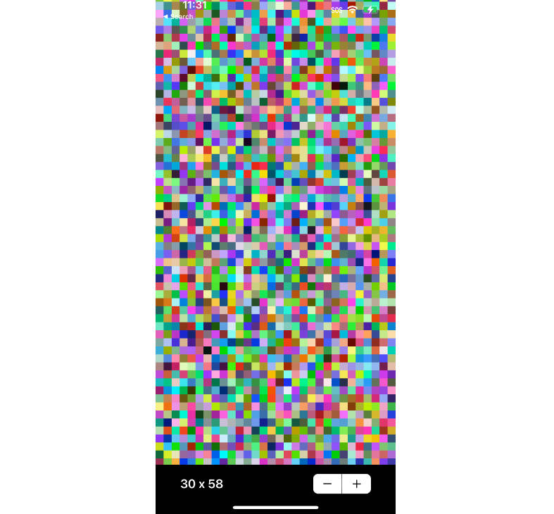 A Single page IOS App That Randomizes The Color Of Each Pixel On The a-single-page-ios-app-that-randomizes-the-color-of-each-pixel-on-the