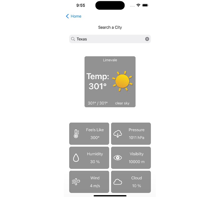 Show weather details of current and last searched location