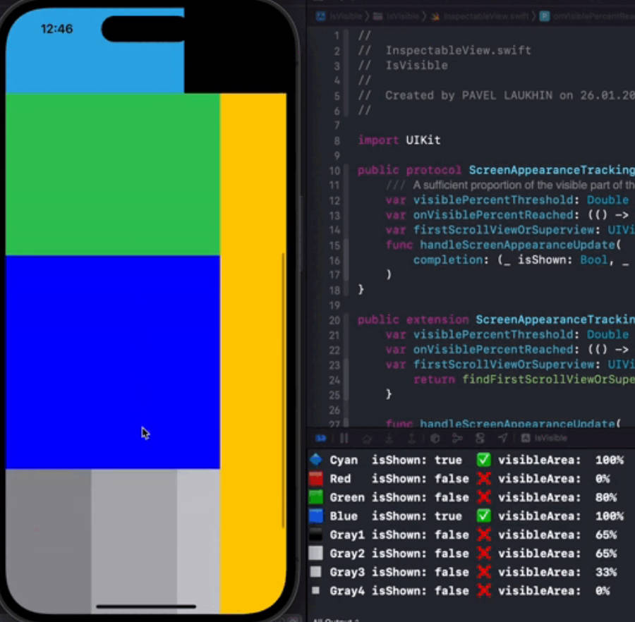 Screen Appearance Tracking View with Swift