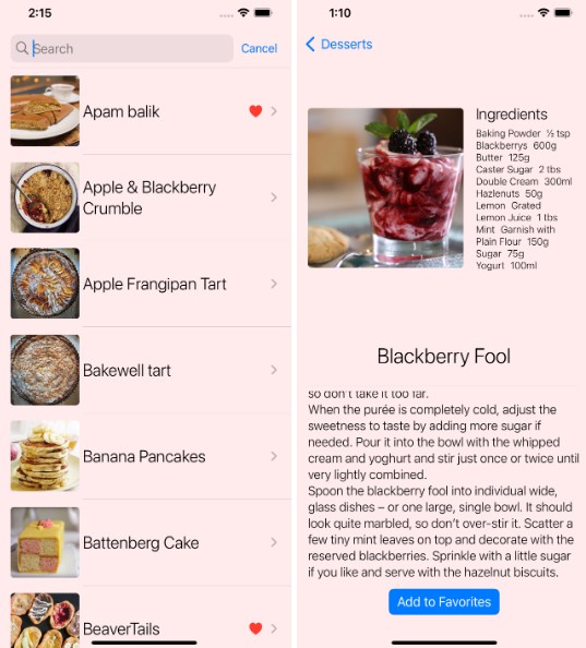 An iOS application that allows cooking enthusiasts to browse dessert ...
