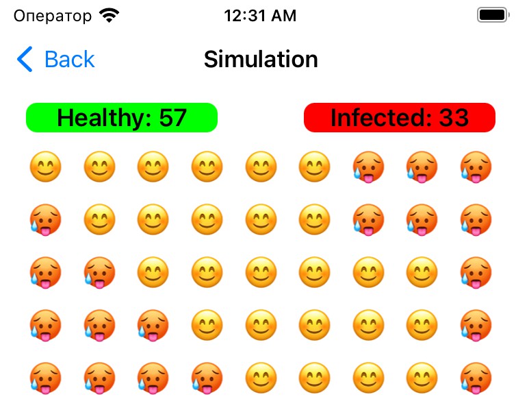 A simple iOS app that simulates the spread of a virus within a group of ...