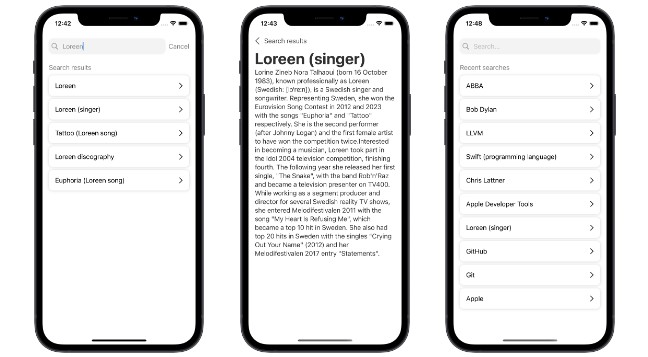 A Wikipedia-like app created in SwiftUI for learning purposes
