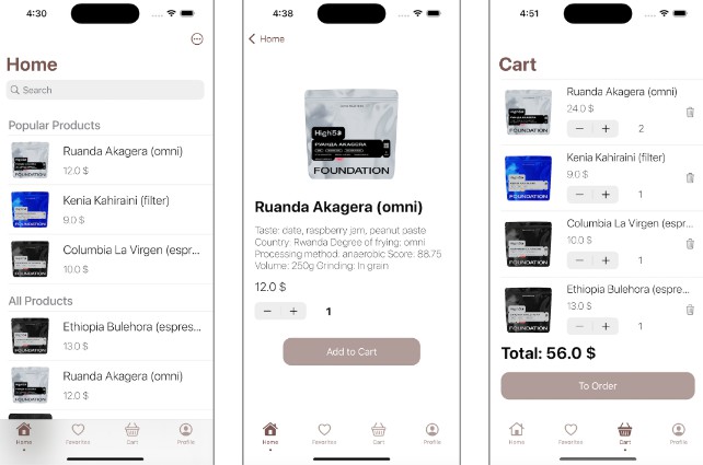 An app where you can buy coffee of good quality from the best roasters