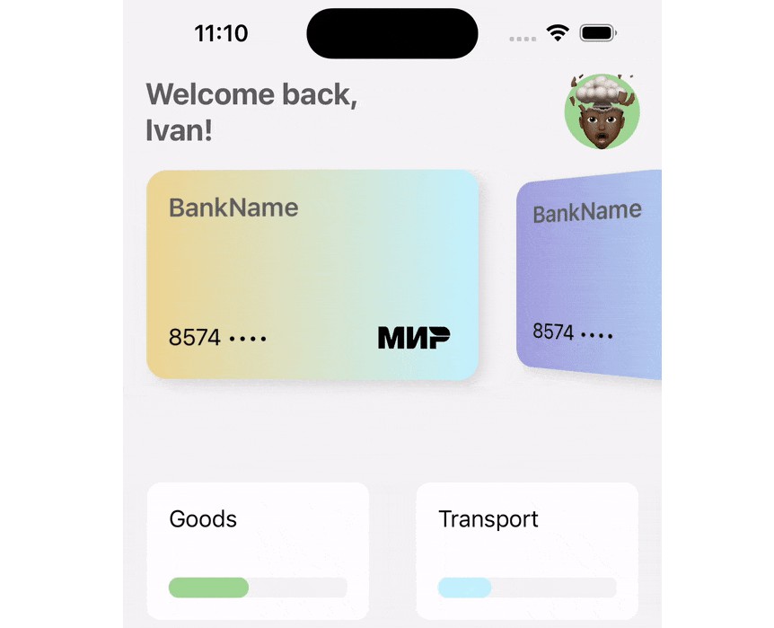 Custom TabView and HorizontalScroll with card