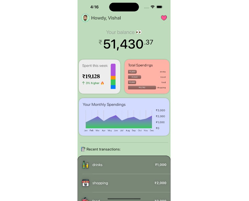 The iOS application enables expense tracking through SMS