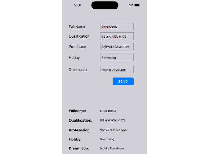 Basic text forms in Swift5