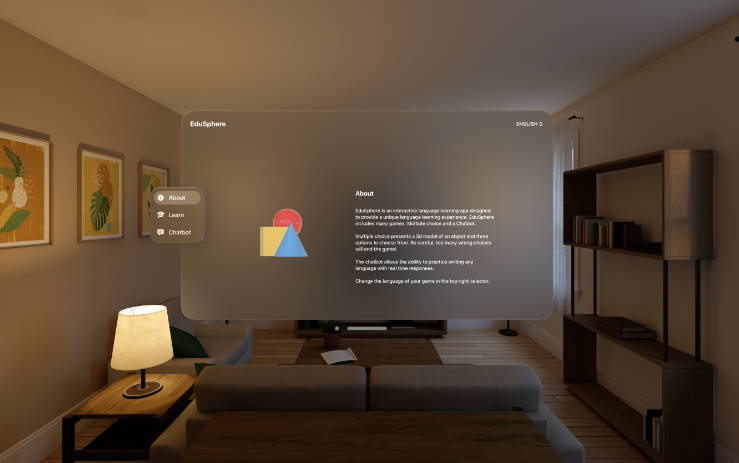VisionOS language learning AR/VR application for the Apple Vision Pro